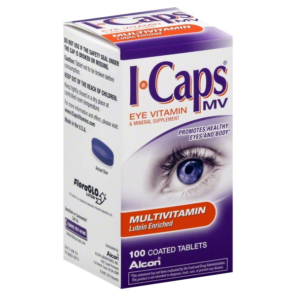 Alcon ICaps Multivitamin Eye Vitamin & Mineral Support, Coated Tablets ...
