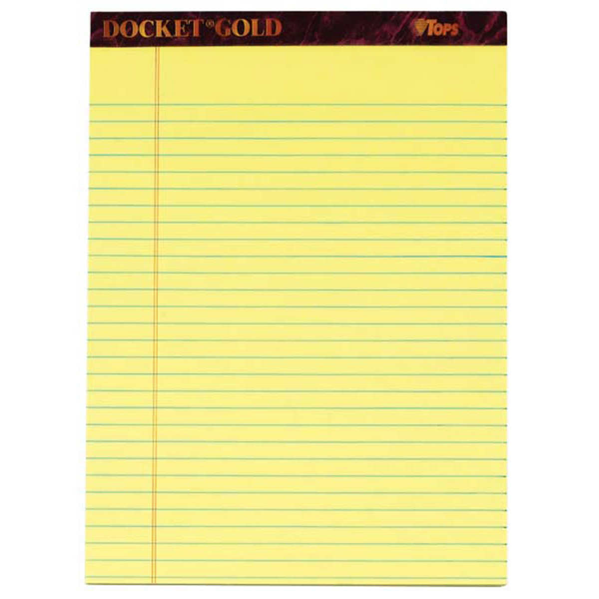 TOPS Docket Gold Legal Pad, 8-1/2 in. x 11-3/4 in., Canary, 12-count ...